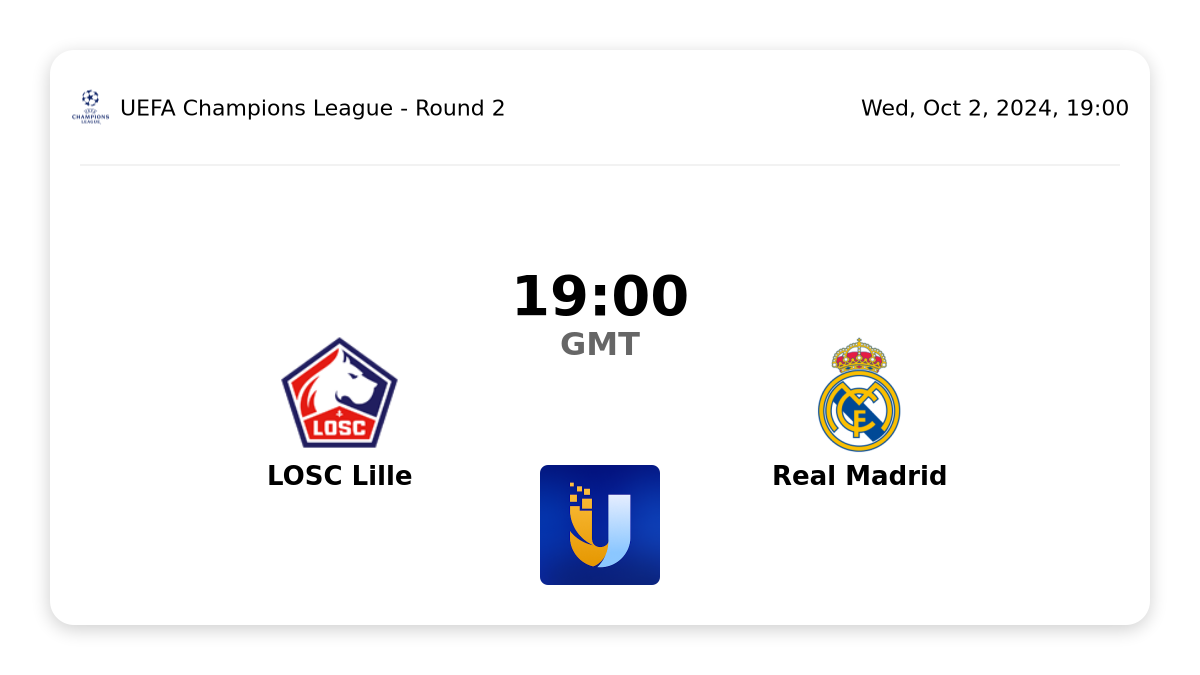 Live Results LOSC Lille vs Real Madrid at 19:00 - Uniscore